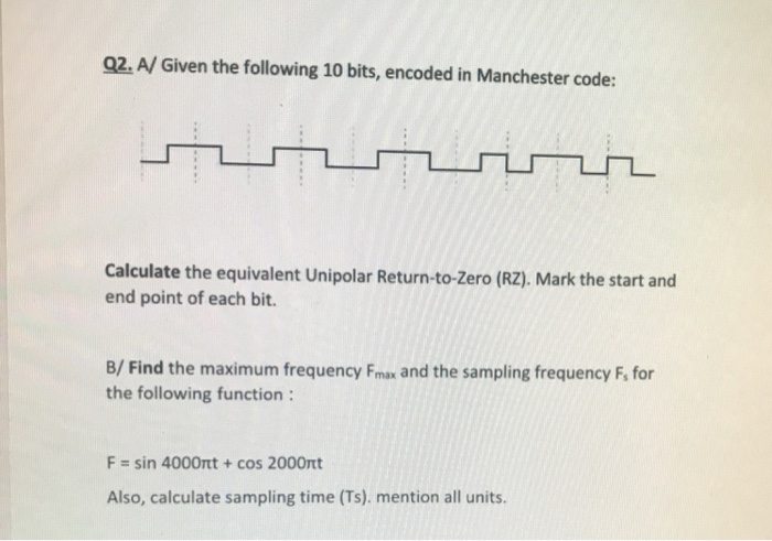 Solved Q2. A/ Given the following 10 bits, encoded in | Chegg.com
