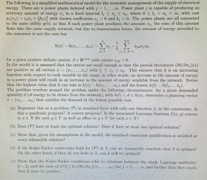 Solved The following is a simplified mathematical model for | Chegg.com