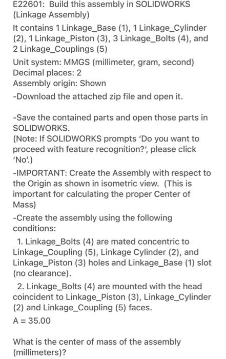 Solved (Linkage Assembly) It contains 1 Linkage_Base (1), 1 | Chegg.com