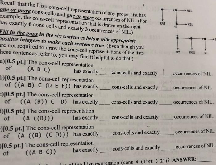 the Lisp cons-cell representation of any proper list | Chegg.com the Lisp cons-cell representation of any proper list | Chegg.com