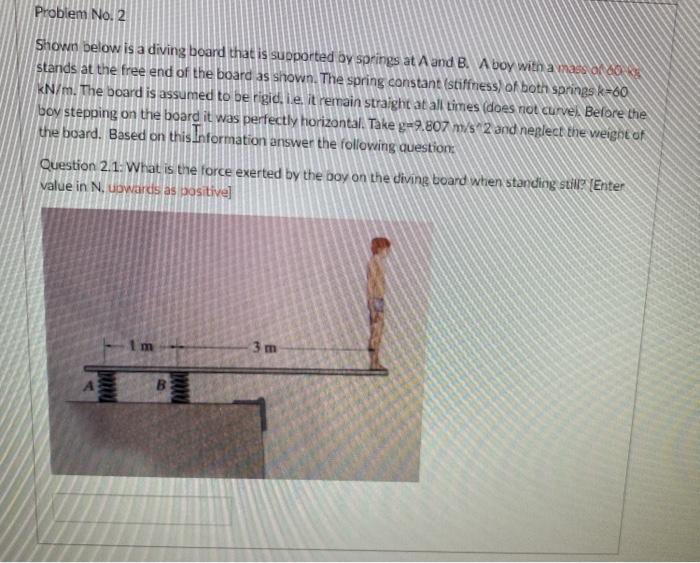 Solved Problem No. 2 Shown below is a diving board that is | Chegg.com