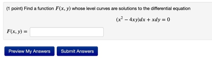 Solved (1 point) Find a function F(x, y) whose level curves | Chegg.com