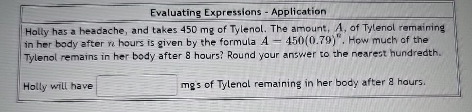 Solved Evaluating Expressions - ﻿ApplicationHolly has a | Chegg.com