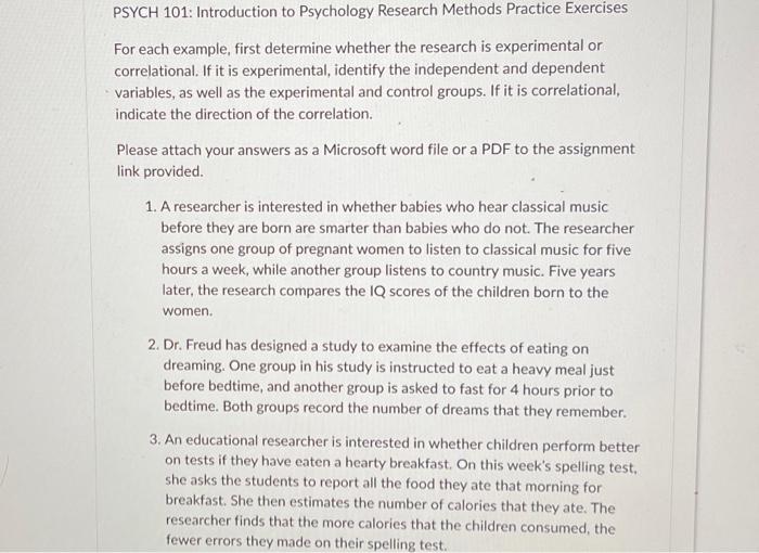 PSYCH 101: Introduction to Psychology Research | Chegg.com