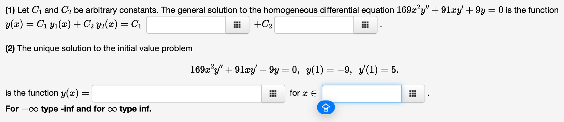 Solved (1) ﻿Let C1 ﻿and C2 ﻿be arbitrary constants. The | Chegg.com