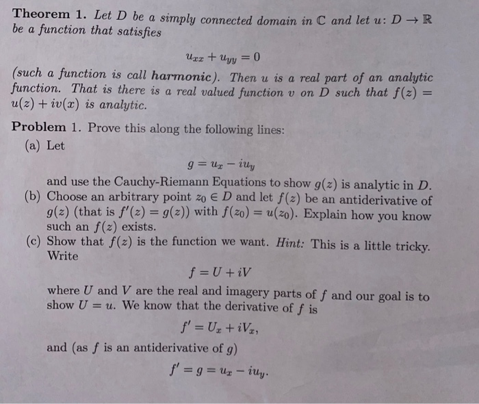 Solved Theorem 1. Let D be a simply connected domain in C | Chegg.com