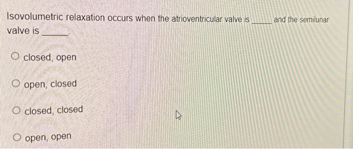 Solved Isovolumetric relaxation occurs when the | Chegg.com