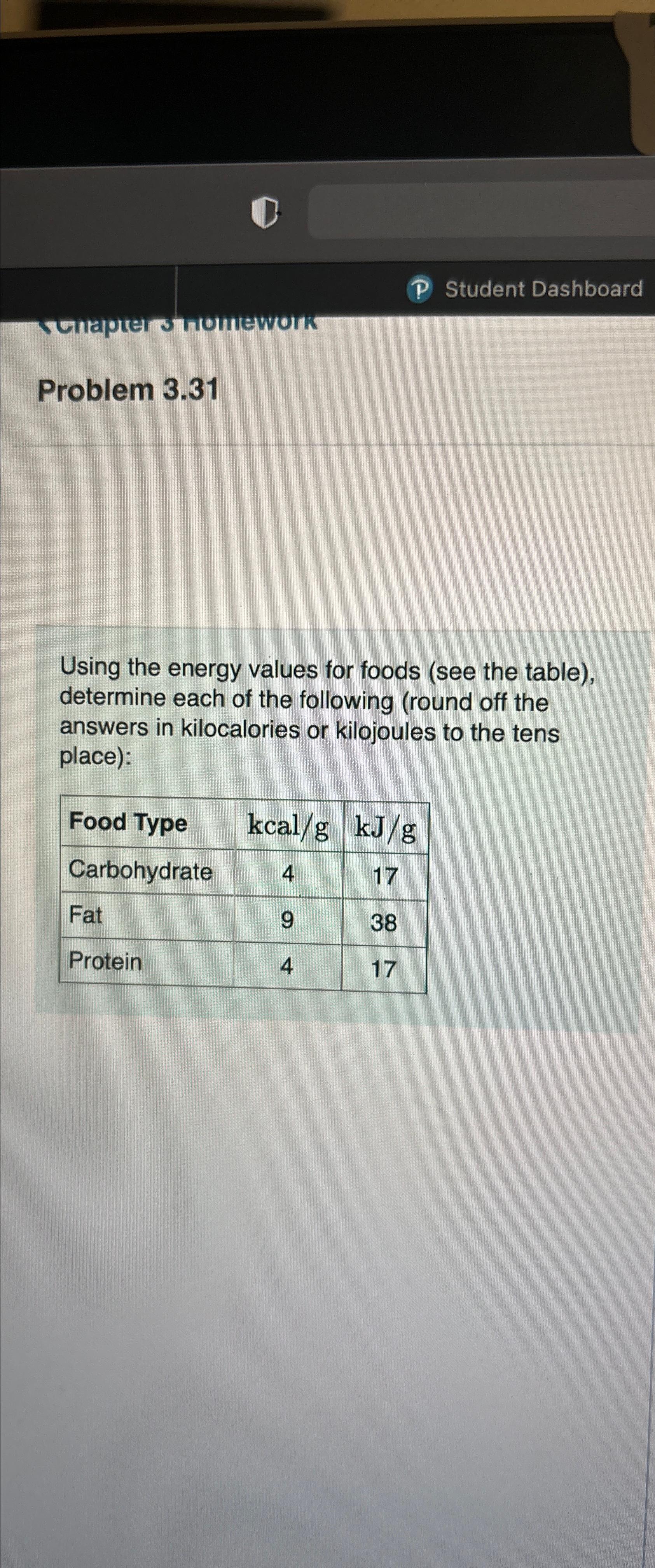 Solved The grams of fat in one avocado that has 415 ﻿kcal, | Chegg.com