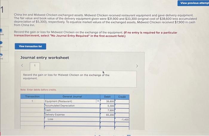 1 China Inn and Midwest Chicken exchanged assets. | Chegg.com