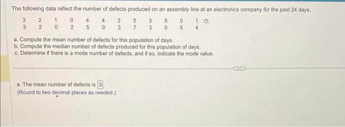 Solved The following data reflect the number of defects | Chegg.com