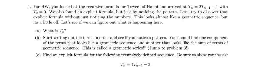 Solved For HW, ﻿you looked at the recursive formula for | Chegg.com