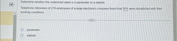 Solved K Determine whether the underlined value is a | Chegg.com