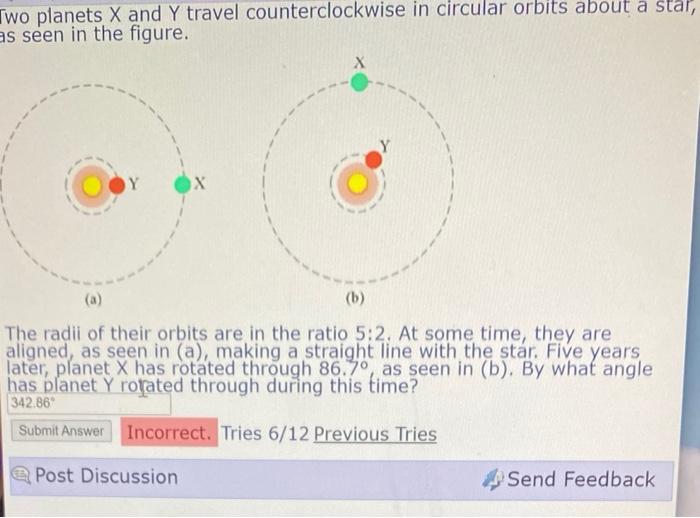 Solved Two planets X and Y travel counterclockwise in | Chegg.com