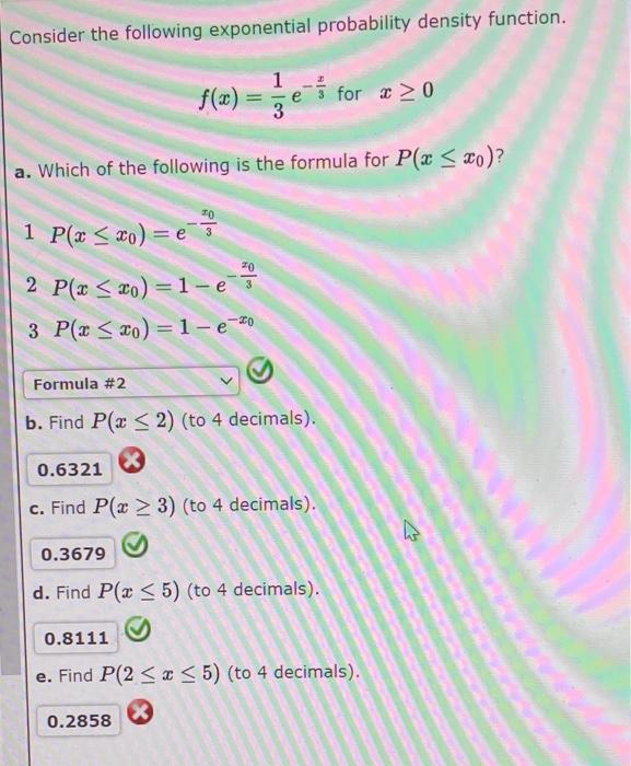 Solved Consider the following exponential probability | Chegg.com