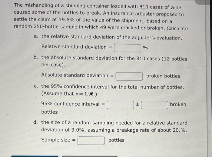 Solved mishandling of a shipping container loaded with 810 | Chegg.com