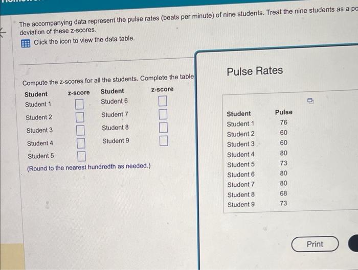 Solved helppp. The accompanying data represent the pulse | Chegg.com