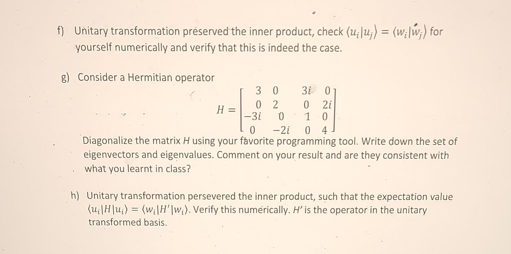F Unitary Transformation Preserved The Inner Chegg