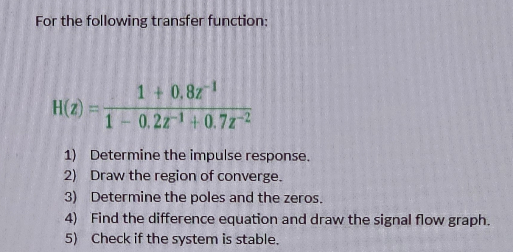 Solved For the following transfer | Chegg.com