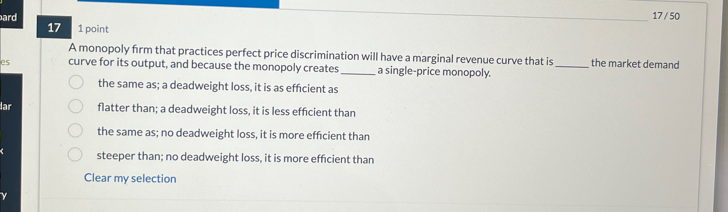 Solved 171 ﻿point1750A monopoly firm that practices perfect | Chegg.com