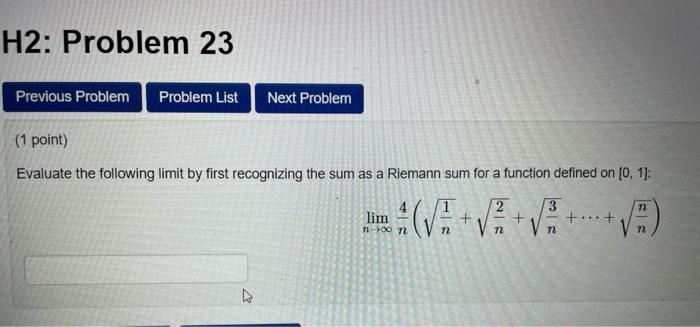 Solved Evaluate the following limit by first recognizing the | Chegg.com