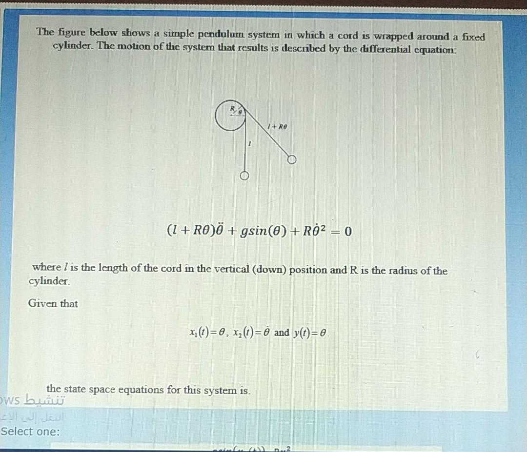 Solved The figure below shows a simple pendulum system in | Chegg.com