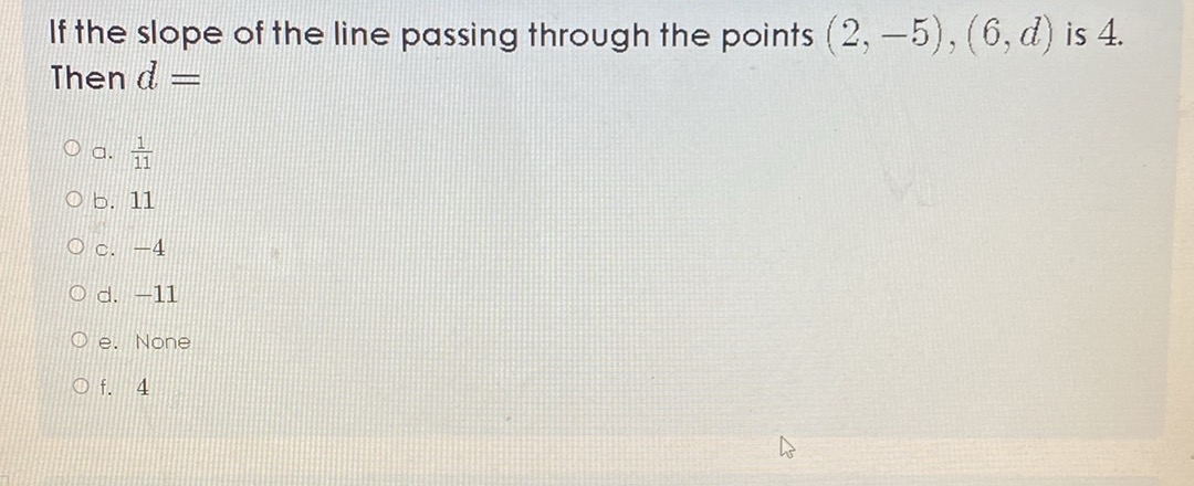 Solved If the slope of the line passing through the points | Chegg.com