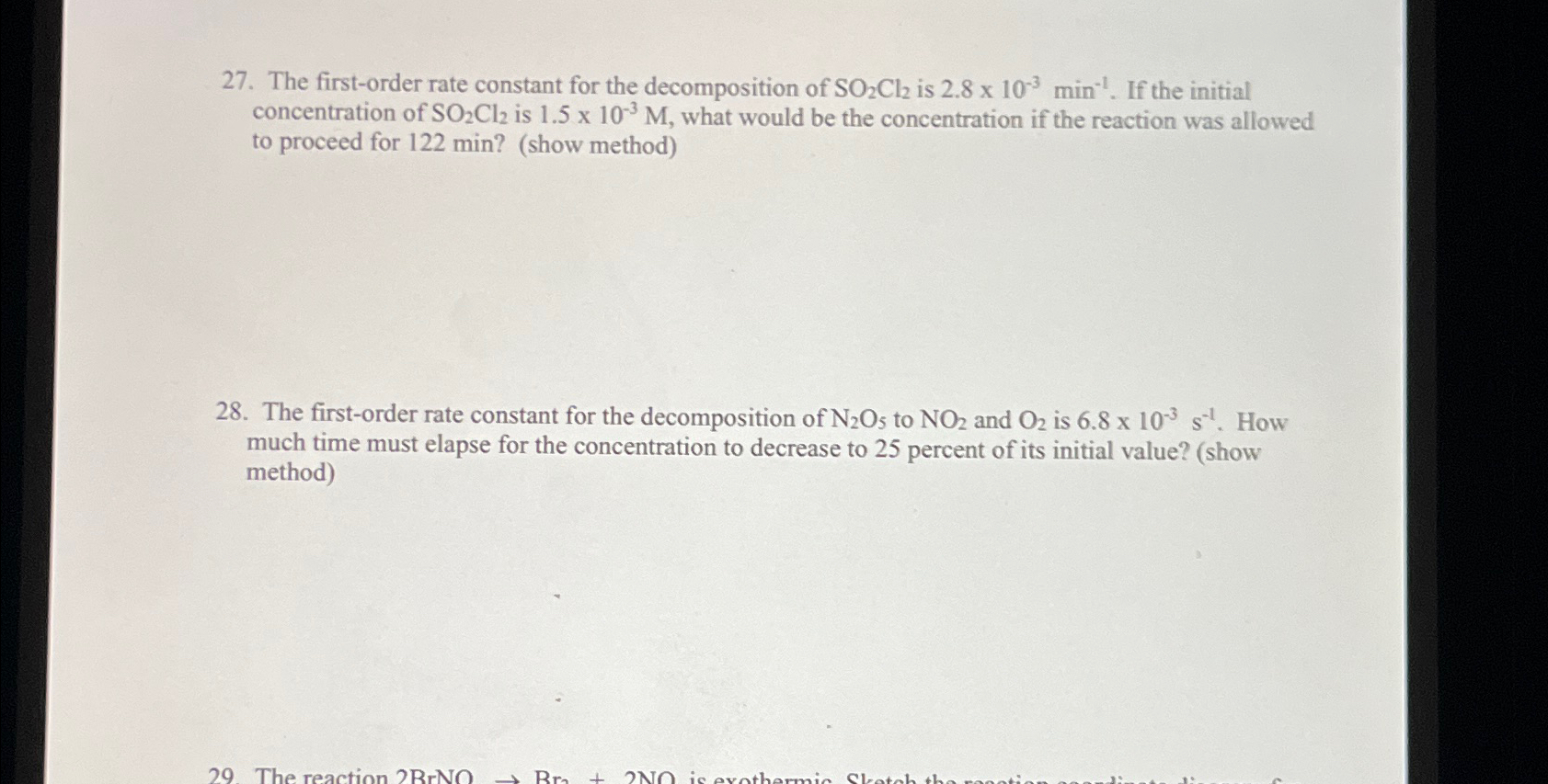 Solved The first-order rate constant for the decomposition | Chegg.com