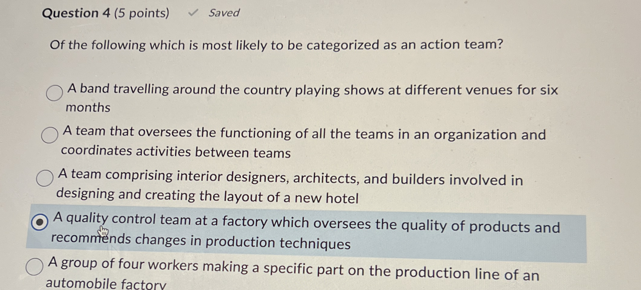 Solved Question 4 (5 ﻿points)SavedOf the following which is | Chegg.com