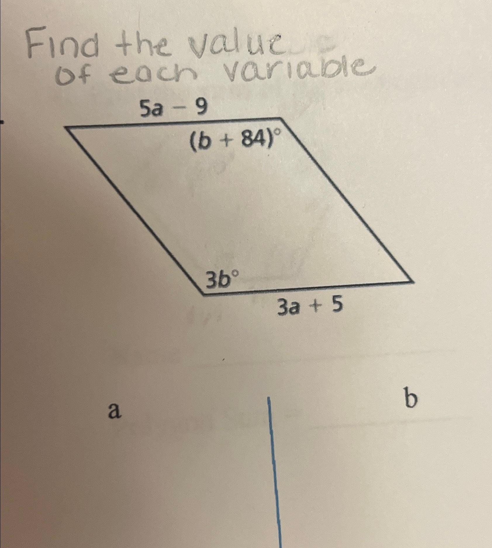 Solved Find the value of each variablea b | Chegg.com