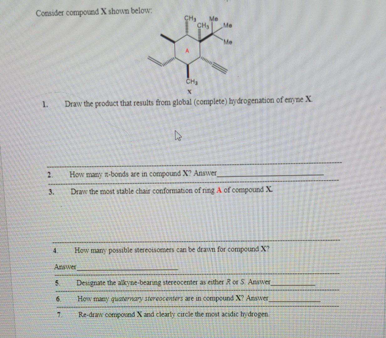 Solved Consider compound X shown below: CH, CH, Me Me MENU | Chegg.com