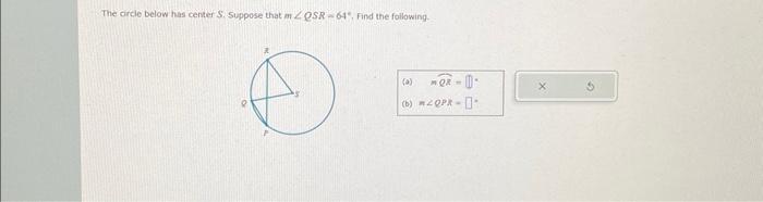 Solved The circle below has center S. Suppose that | Chegg.com