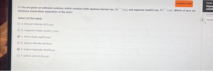 Solved 1) You are given an unknown solution, which contains | Chegg.com