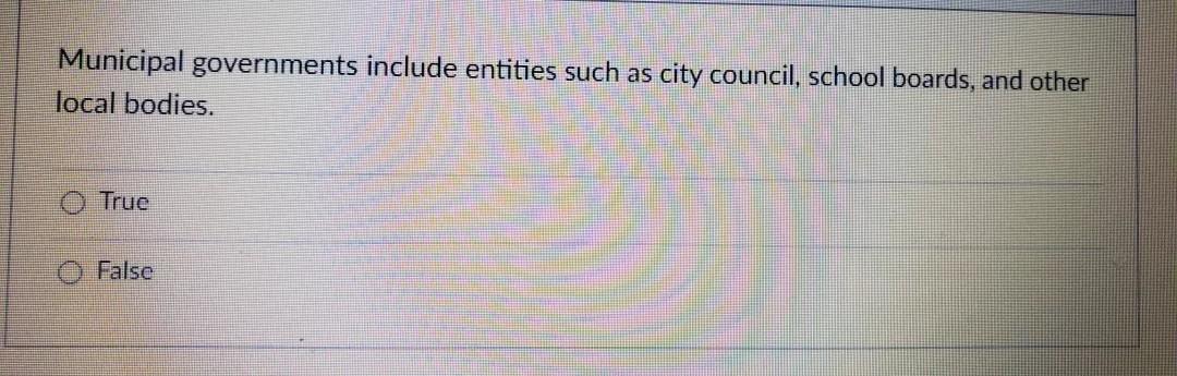 Solved Municipal governments include entities such as city | Chegg.com