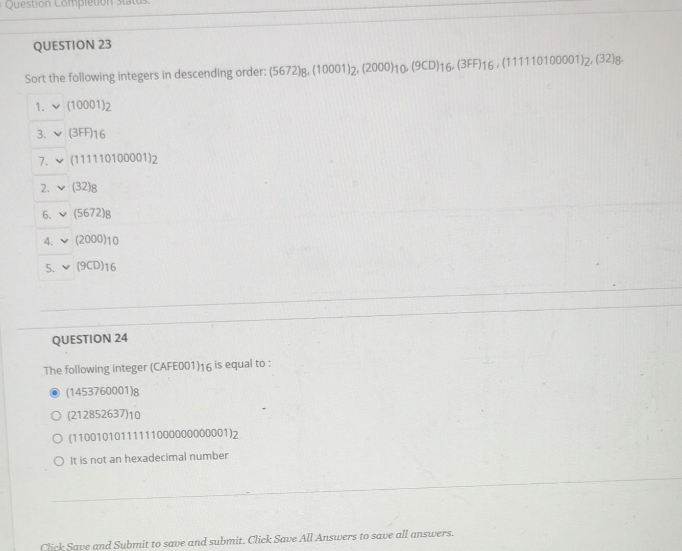 Solved Sort the following integers in descending order: | Chegg.com