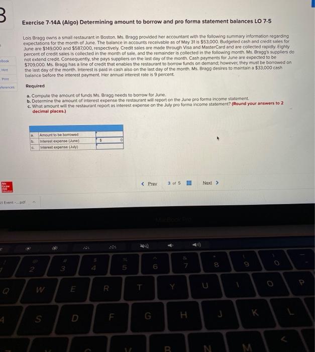 Solved 3 Exercise 7-14A (Algo) Determining amount to borrow | Chegg.com