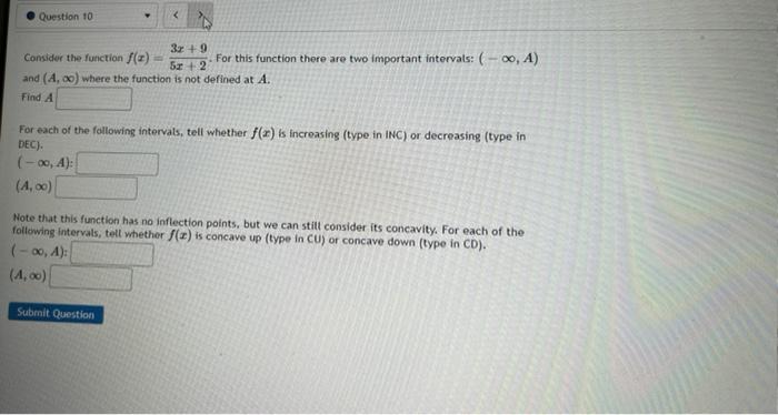 Solved Consider the function f(x)=5x+23x+9. For this | Chegg.com