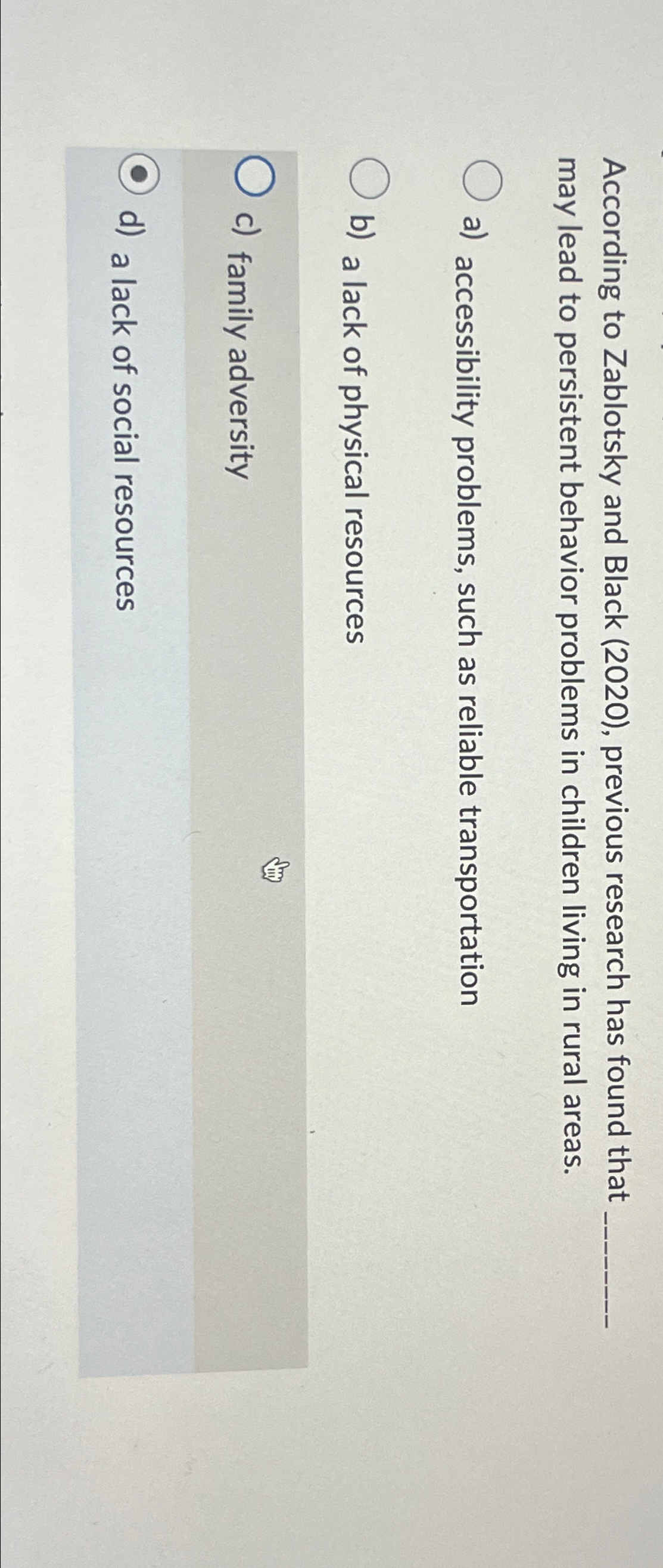 Solved According to Zablotsky and Black (2020), ﻿previous | Chegg.com