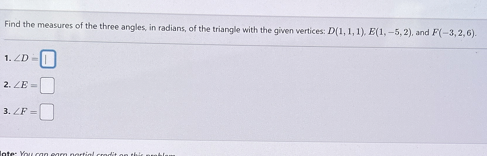 Solved Find the measures of the three angles, in radians, of | Chegg.com