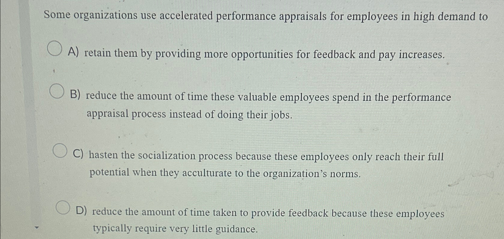 Solved Some organizations use accelerated performance | Chegg.com