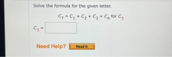 Solved Solve the formula for the given letter. | Chegg.com