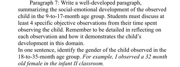 Solved Paragraph 7: Write a well-developed paragraph, | Chegg.com