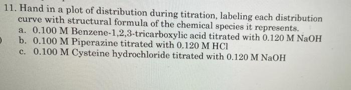 Solved 11. Hand in a plot of distribution during titration, | Chegg.com