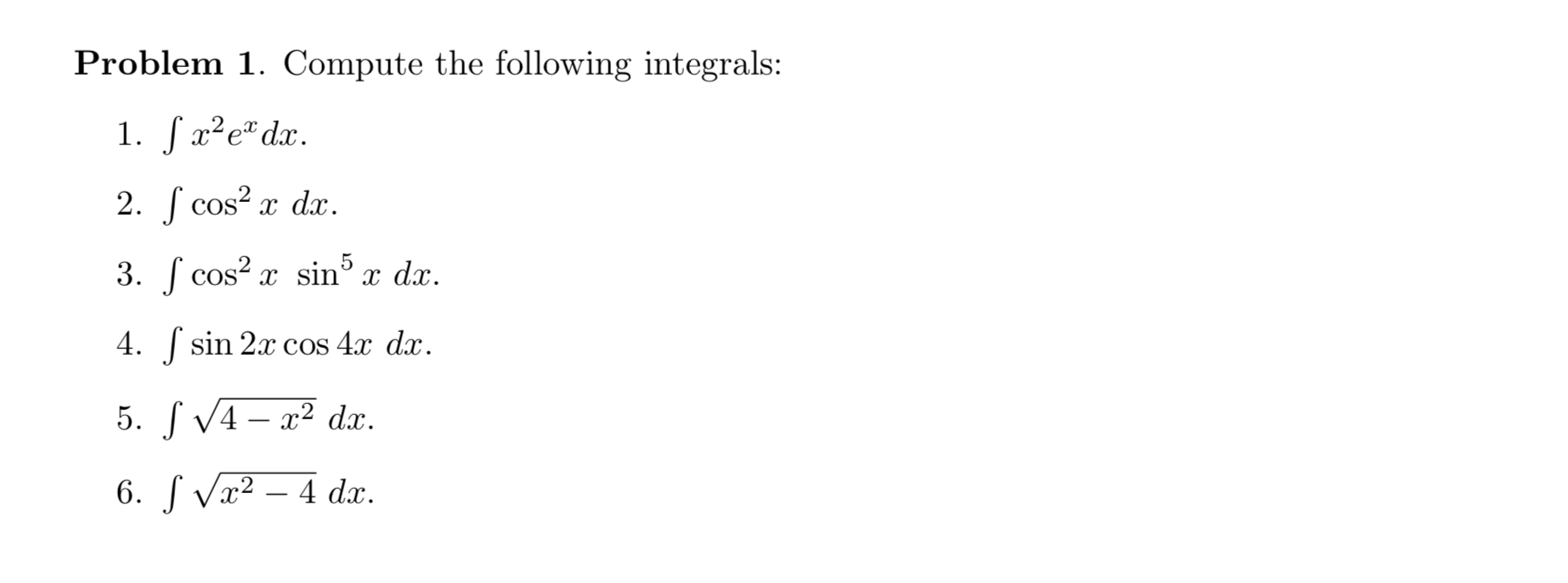 Solved Problem 1. ﻿Compute the following | Chegg.com