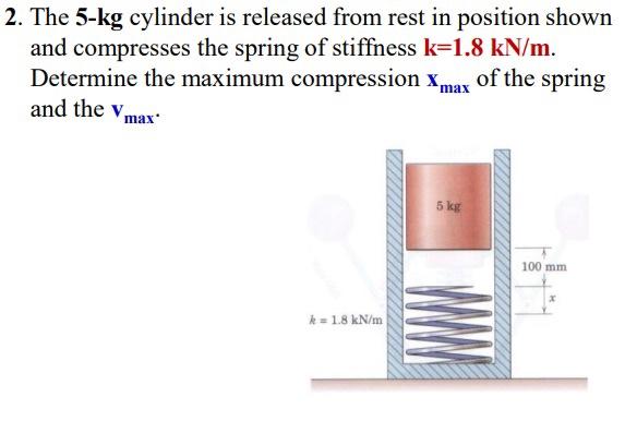 Solved 2. The 5-kg cylinder is released from rest in | Chegg.com