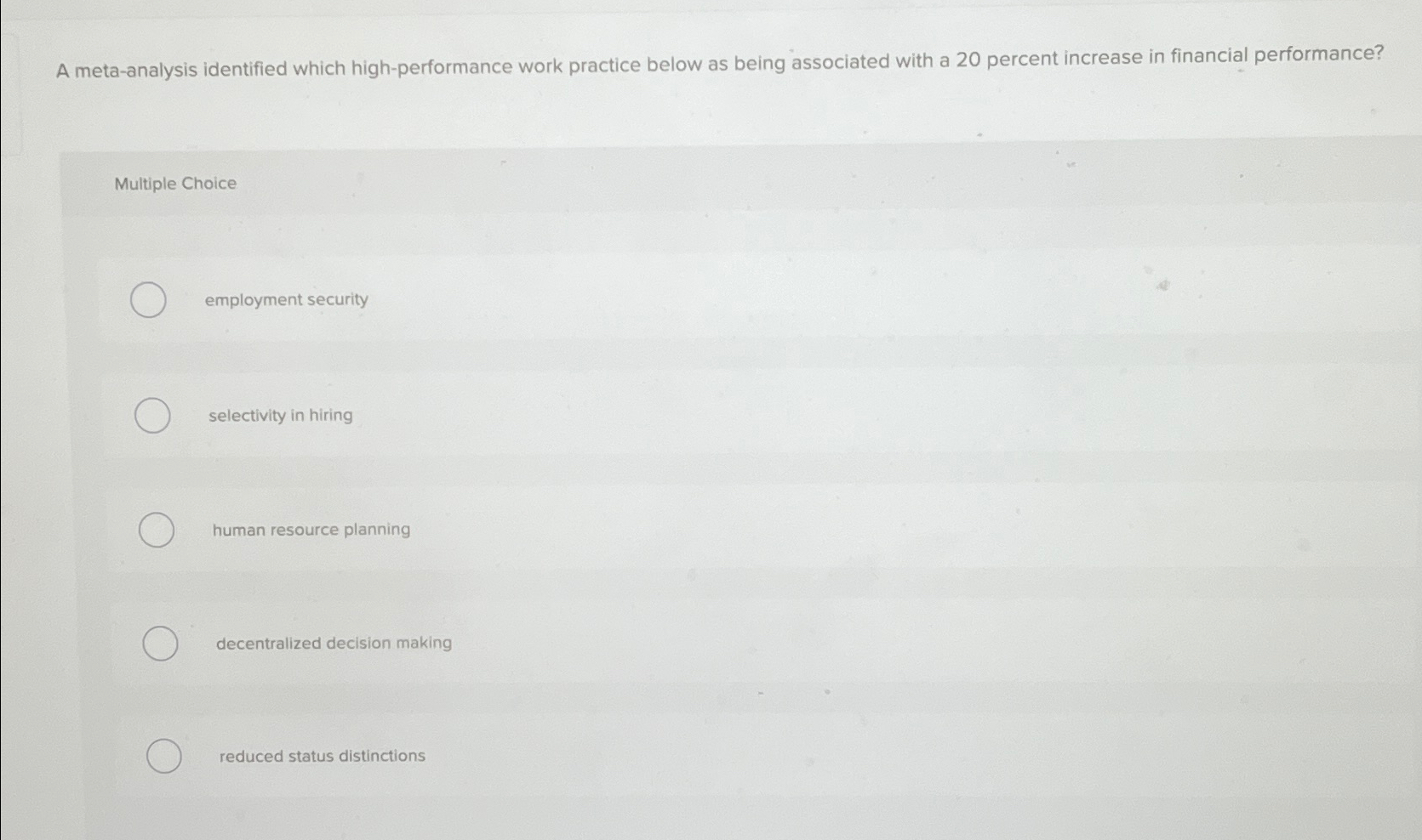 Solved A meta-analysis identified which high-performance | Chegg.com