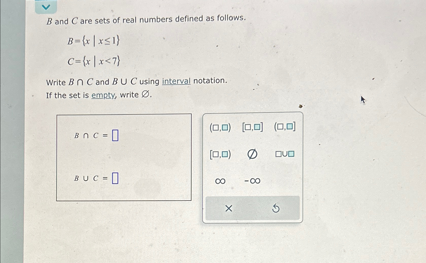 Solved B ﻿and C ﻿are sets of real numbers defined as | Chegg.com