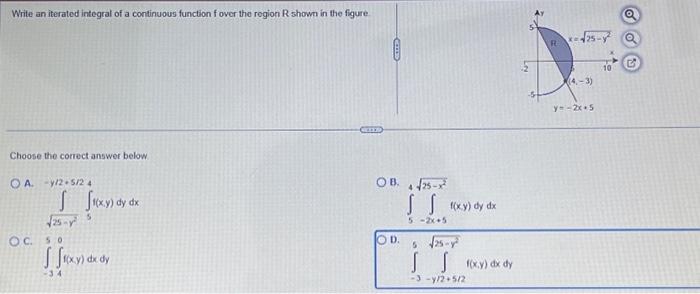 Solved Write an iterated integral of a continuous function f | Chegg.com