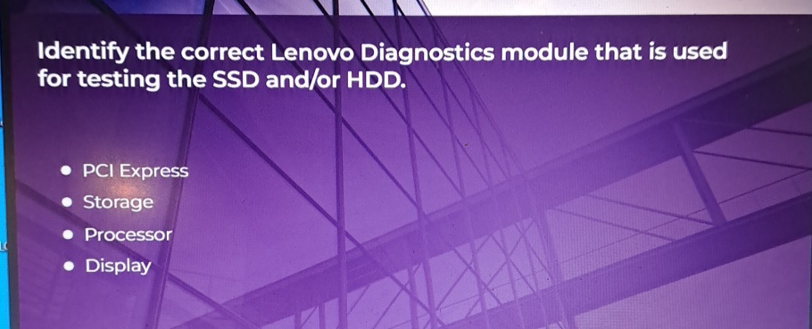 Solved Identify the correct Lenovo Diagnostics module that | Chegg.com