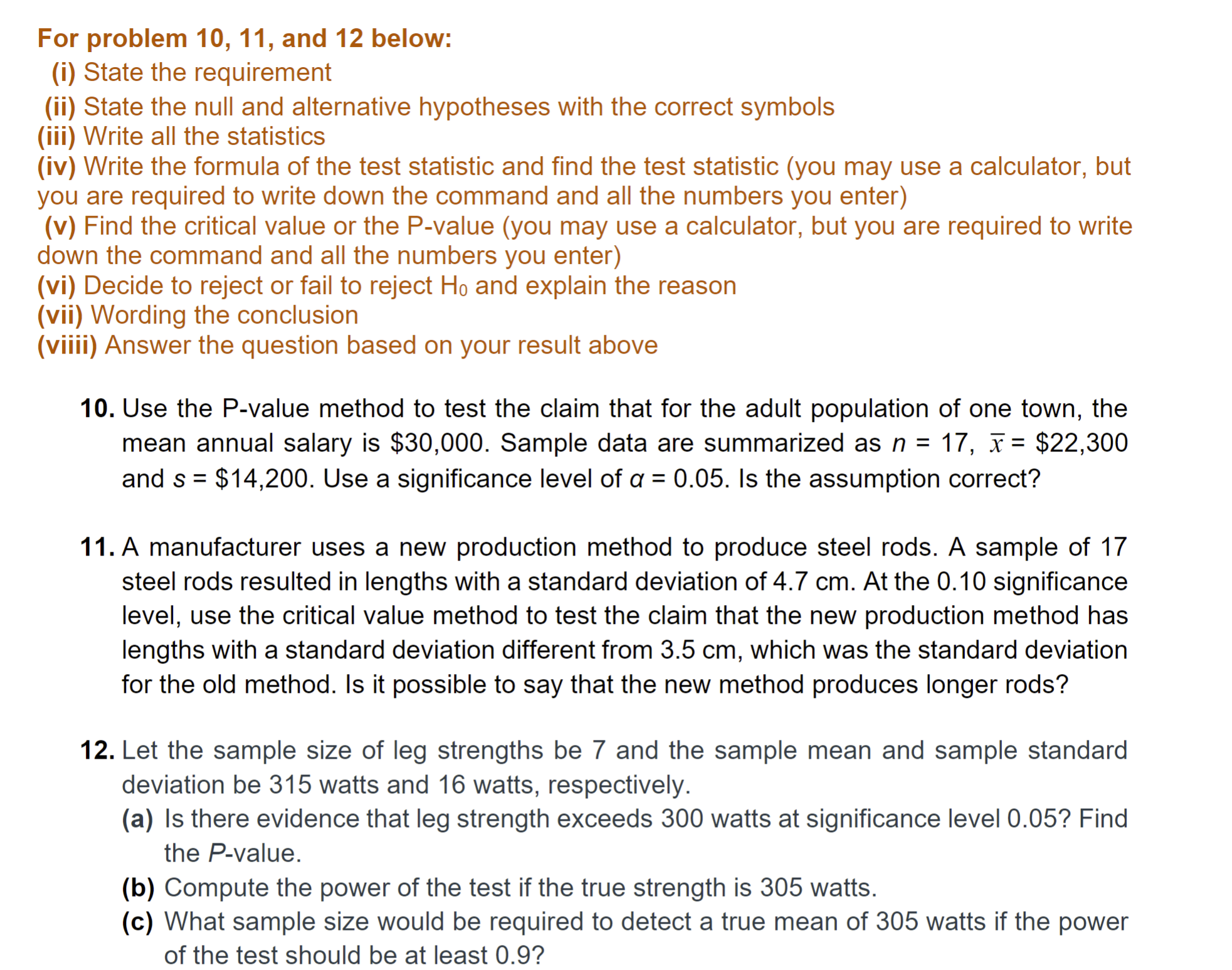 Solved For problem 10, 11, ﻿and 12 ﻿below:(i) ﻿State the | Chegg.com