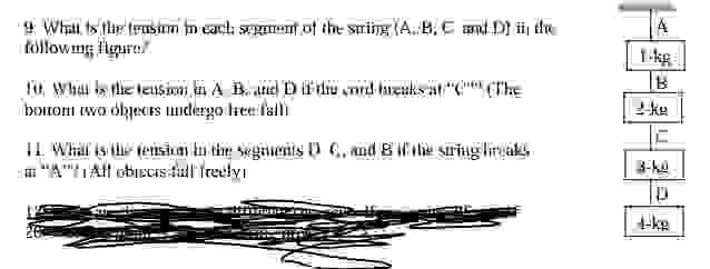 Solved What is the tension in each segment of the string (A, | Chegg.com